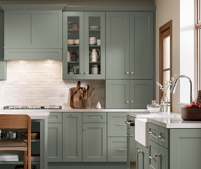 Green Toned Transitional Kitchen Cabinets - Schrock Cabinetry